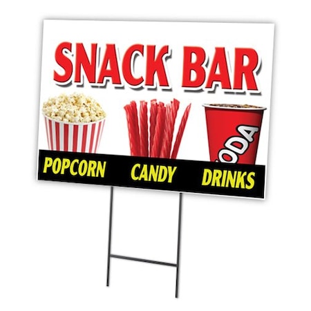 Signmission Snack Bar Candy Popcorn Yard & Stake outdoor plastic coroplast window, 1824 Snack ...